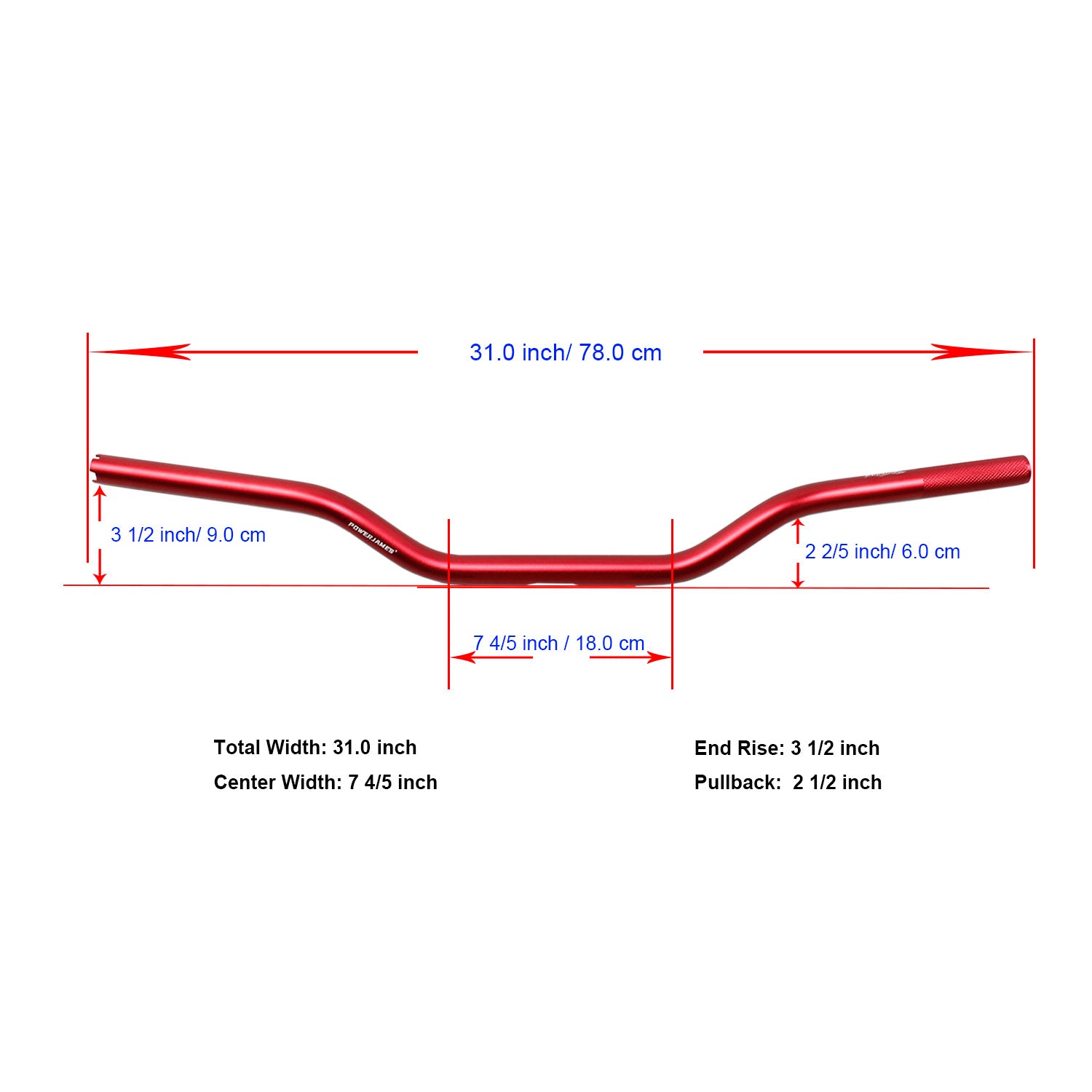 Aluminum RED Handmade Drag Handlebar for Harley Davidson 1.0" Clamping ...