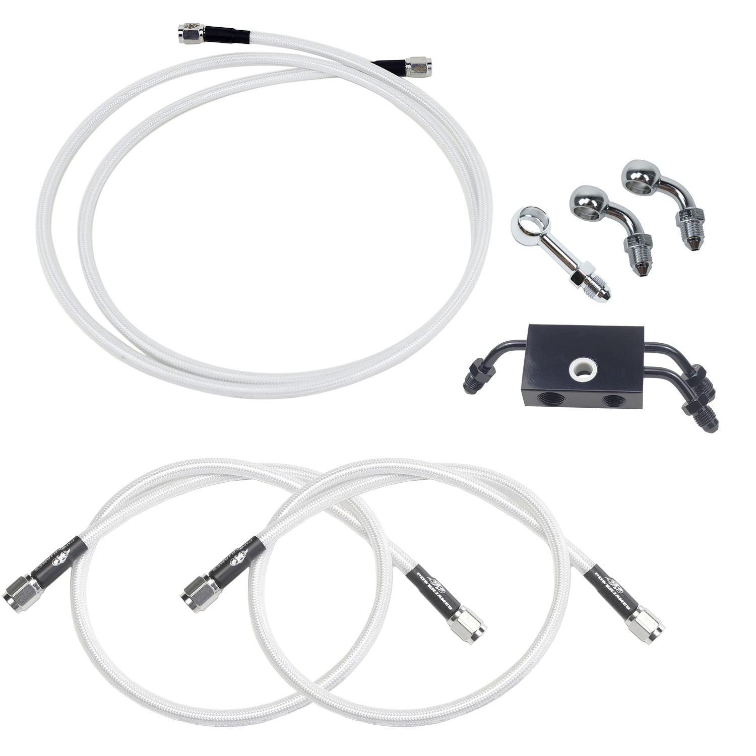 Silver Pearl Brake Lines Kit for Harley Davidson 12-17 Dyna Models wit ...