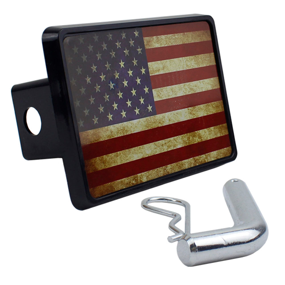 Red Hitch Cover with America Flag-Plastic | POWERJAMES MOTOR